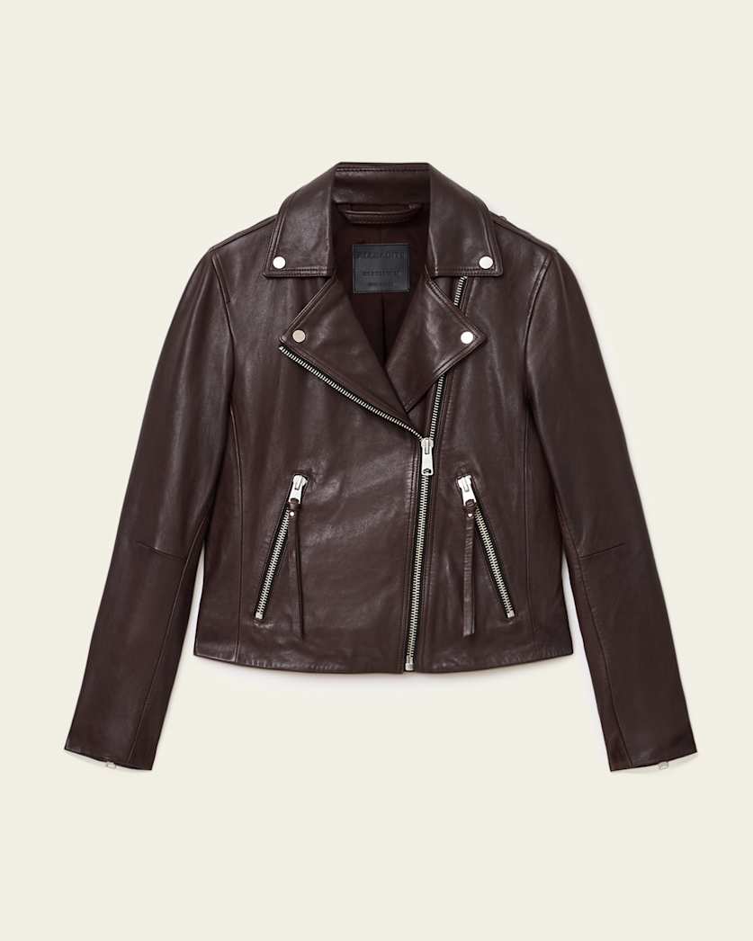 Dalby Slim Fit Leather Biker Jacket OXBLOOD RED | ALLSAINTS